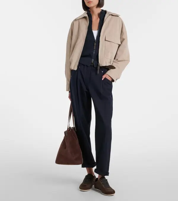 Brunello Cucinelli Monili Cotton-blend Straight Leg Trousers