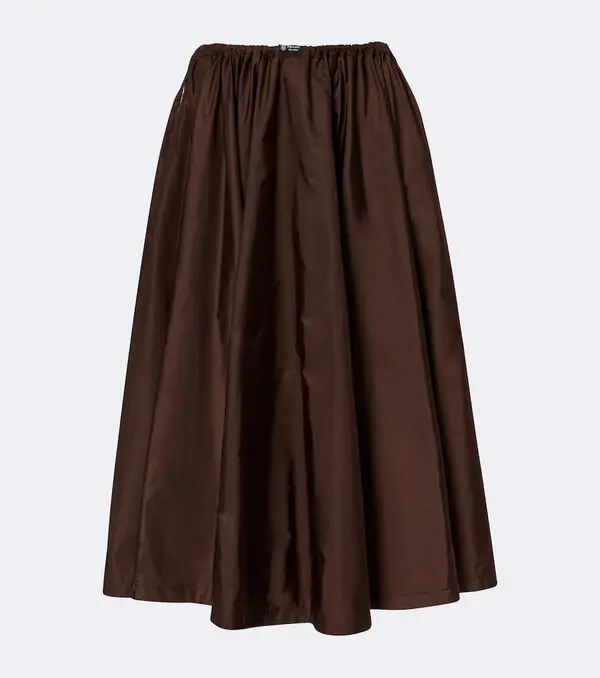 Prada Re-nylon Gathered Midi Skirt - Brown