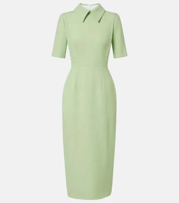 EMILIA WICKSTEAD Valletta Wool Crepe Midi Dress - Green