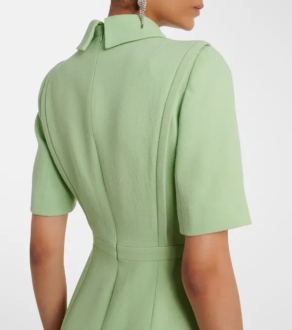 EMILIA WICKSTEAD Valletta Wool Crepe Midi Dress - Green