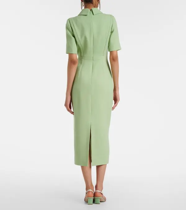 EMILIA WICKSTEAD Valletta Wool Crepe Midi Dress - Green