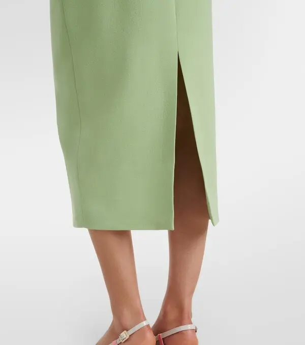 EMILIA WICKSTEAD Valletta Wool Crepe Midi Dress - Green