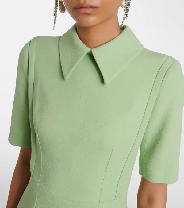 EMILIA WICKSTEAD Valletta Wool Crepe Midi Dress - Green
