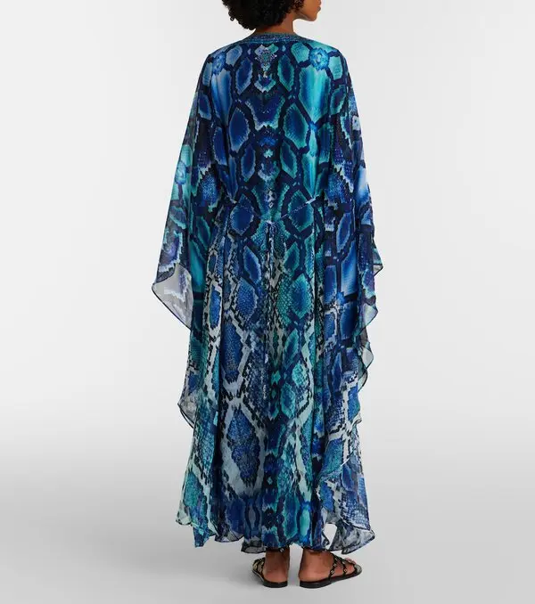 Camilla Embellished Printed Silk Kaftan