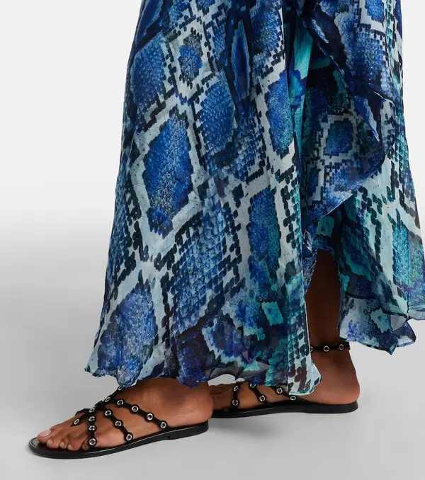 Camilla Embellished Printed Silk Kaftan