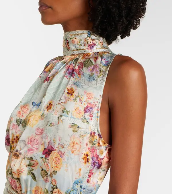 Camilla Embellished Floral Silk Maxi Dress