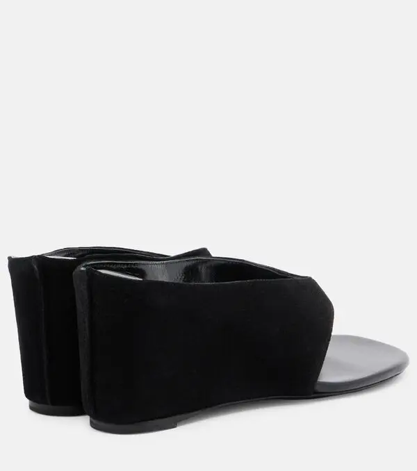 JUDE Leather Wedge Thong Sandals - Black