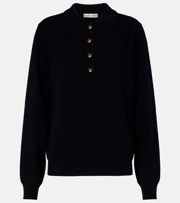 BLAZÉ MILANO Highland Wool And Cashmere Polo Sweater - Blue