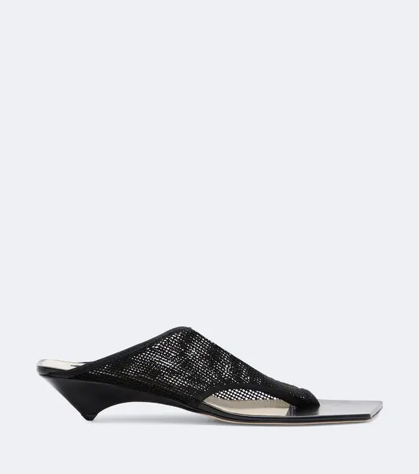 CHRISTEN Edge Stretch Leather-trimmed Mesh Mules