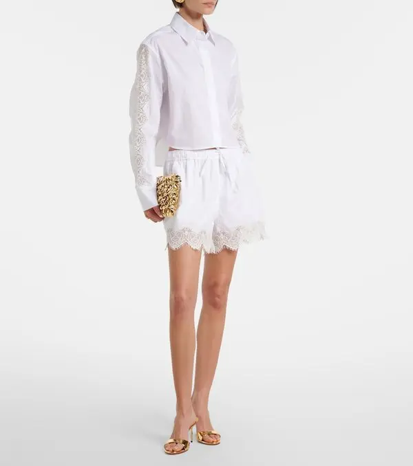 Simkhai Lace-trimmed Cotton Shorts