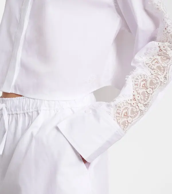 Simkhai Lace-trimmed Cotton Poplin Shirt