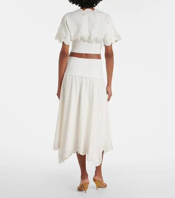 Simkhai Haven Linen-blend Midi Skirt
