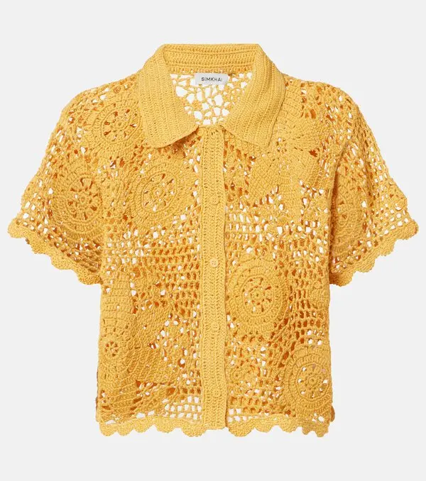 Simkhai Floral Crochet Shirt