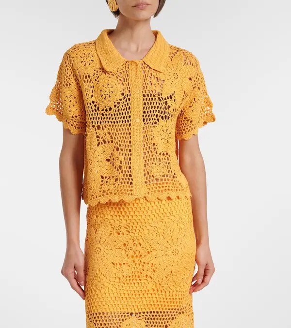 Simkhai Floral Crochet Shirt