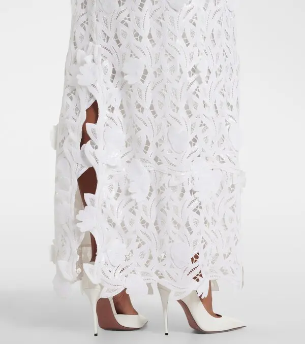 Simkhai Marenna Broderie Anglaise Sequined Gown - White