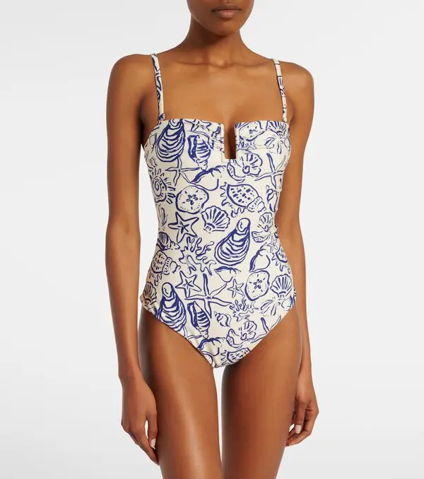 Simkhai Ottilie Printed One-piece Swimsuit - Blue