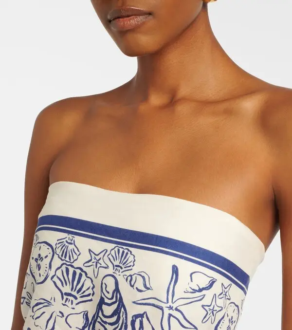 Simkhai Printed Linen-blend Bandeau Top