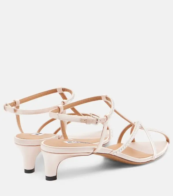JIL SANDER Cage Crystal-embellished Leather Sandals - Pink