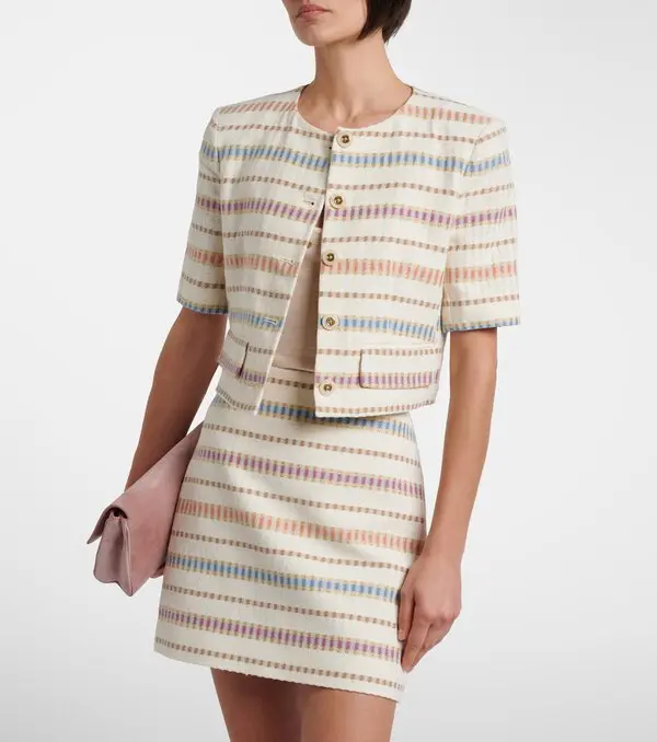 Veronica Beard Orville Cropped Striped Jacket