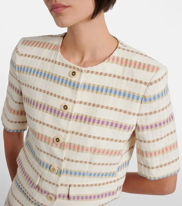 Veronica Beard Orville Cropped Striped Jacket