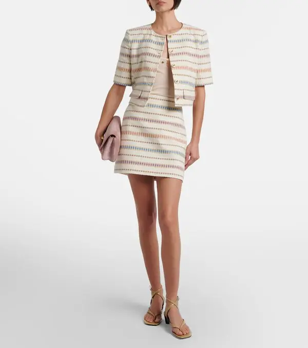 Veronica Beard Orville Cropped Striped Jacket