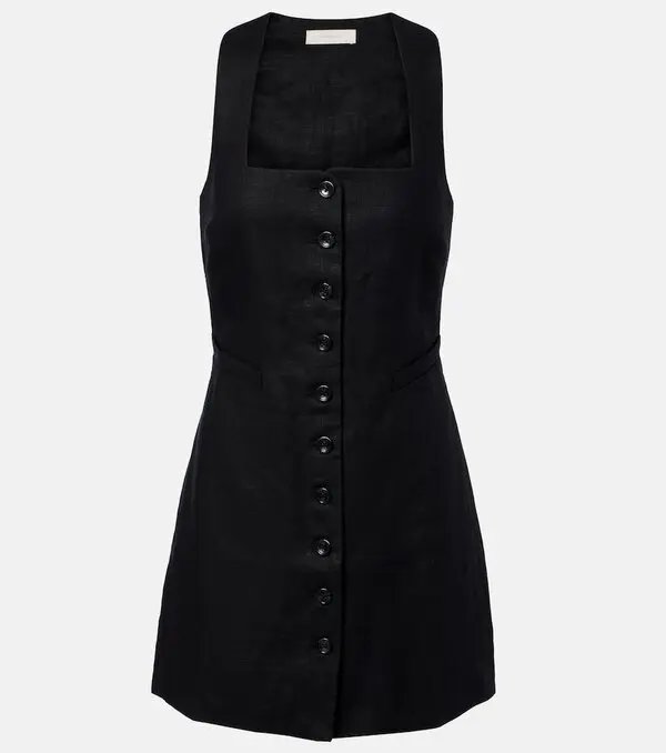 Faithfull The Brand Jaques Linen Minidress - Black