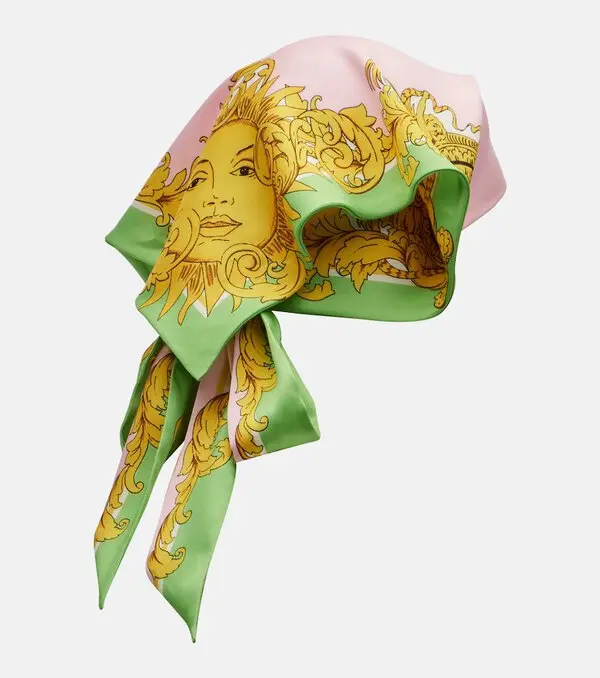 Versace Printed Silk Twill Scarf - Pink