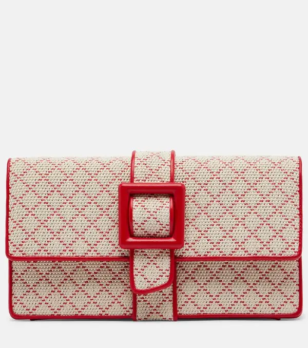 Manolo Blahnik Maycap Raffia-effect Clutch In /red