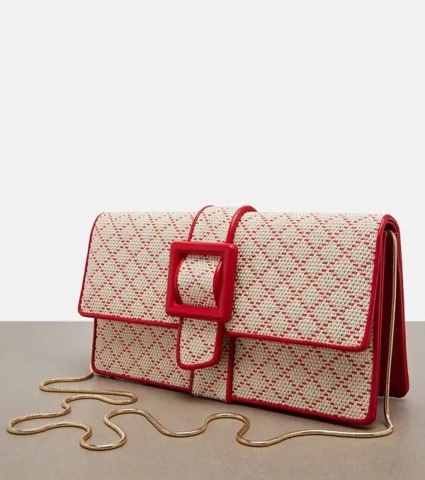 Manolo Blahnik Maycap Raffia-effect Clutch In /red