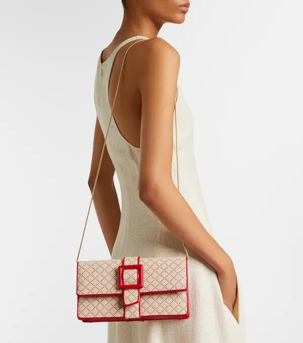Manolo Blahnik Maycap Raffia-effect Clutch In /red