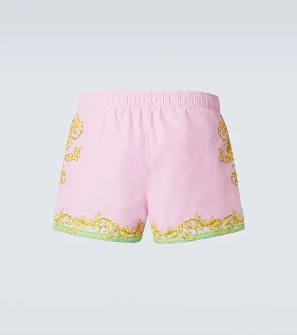Versace Printed Swim Trunks - Pink