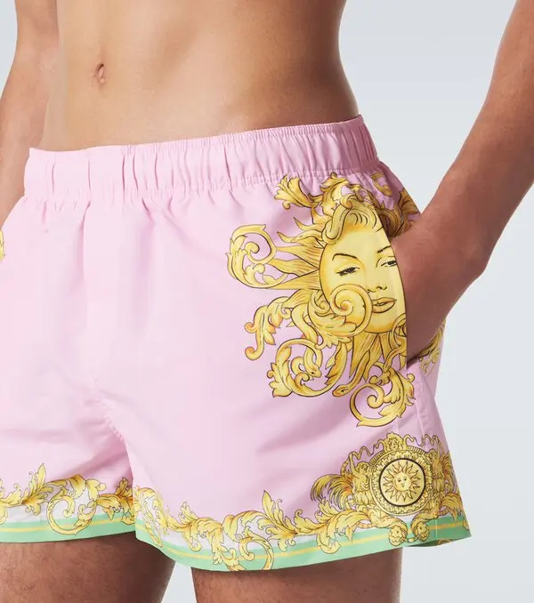 Versace Printed Swim Trunks - Pink