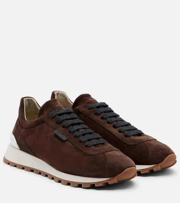 Brunello Cucinelli Monili Suede Sneakers - Brown