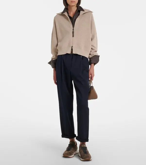 Brunello Cucinelli Monili Suede Lace-up Sneakers - Grey
