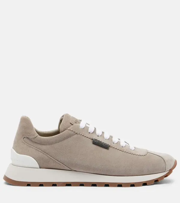 Brunello Cucinelli Monili Suede Lace-up Sneakers