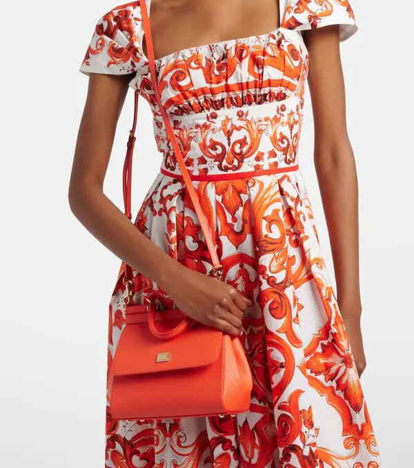 Dolce & Gabbana Sicily Small Leather Top Handle Bag - Orange