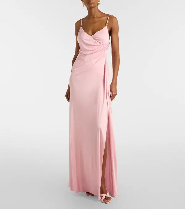 Versace Medusa Gathered Jersey Gown