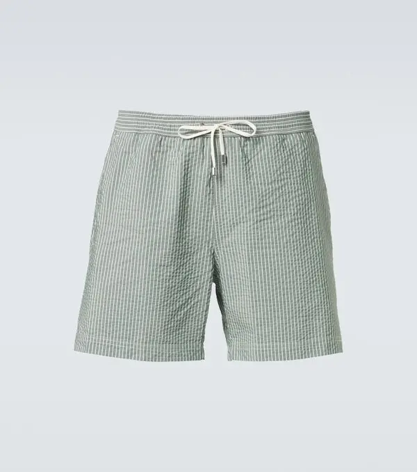 Sunspel Striped Swim Trunks - Green