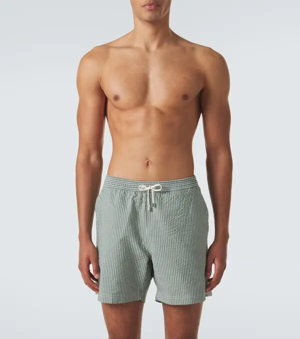 Sunspel Striped Swim Trunks - Green