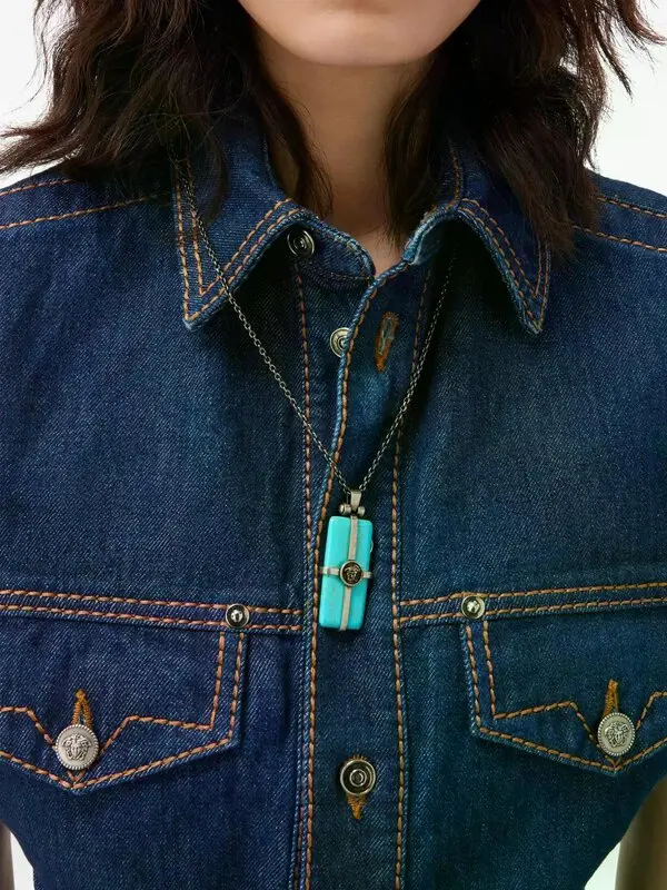 Versace Aura Necklace With Turquoise And Medusa Pendant