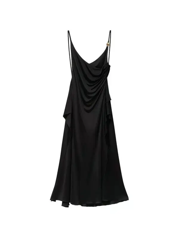 Versace Draped Medusa-hardware Midi Dress - Black