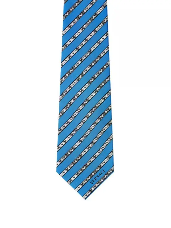 Versace Greca-pattern Diagonal-stripe Tie - Red