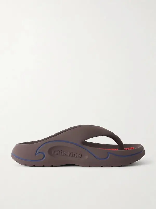 Rabanne 3d Logo-embossed Thong Sandals - Brown