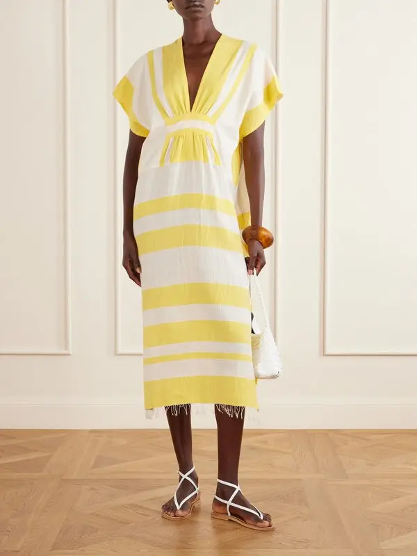 LEMLEM Gasira Striped Cotton-blend Maxi Dress