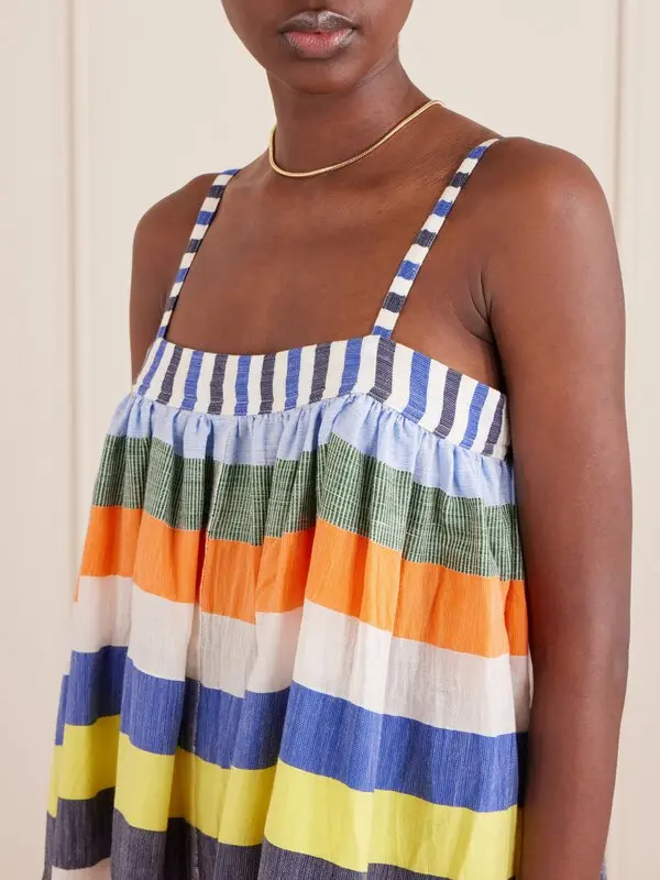LEMLEM Eda Striped Cotton-gauze Midi Dress
