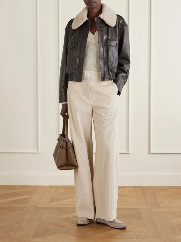 Brunello Cucinelli Cotton Wide-leg Corduroy Trousers - Neutrals