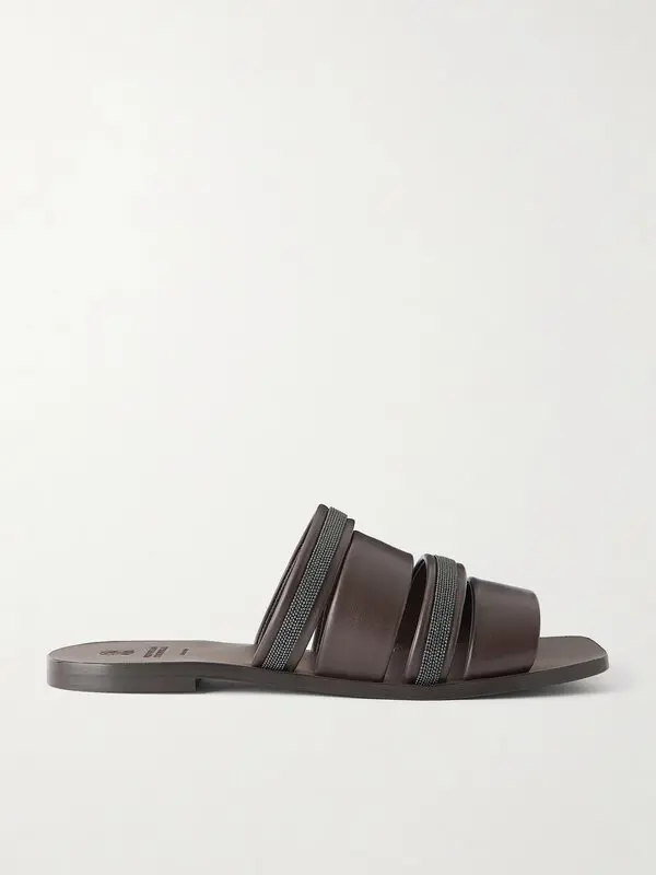 Brunello Cucinelli Embellished Leather Sandals