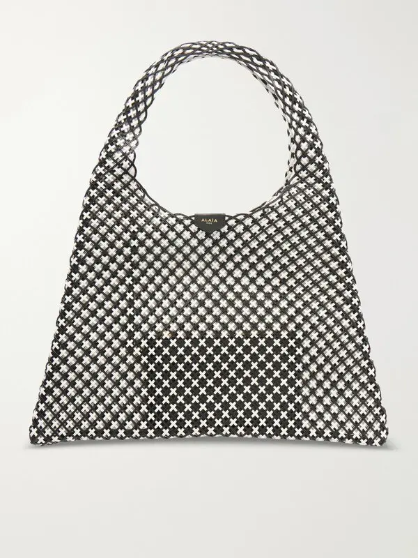 Alaïa Woven Leather Hobo Shoulder Bag - Black