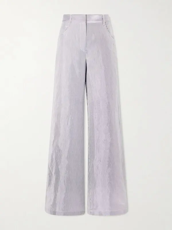 TWP Dylan Striped Cotton-blend Gabardine Wide-leg Trousers