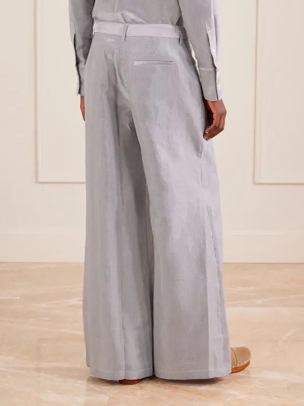 TWP Dylan Striped Cotton-blend Gabardine Wide-leg Trousers